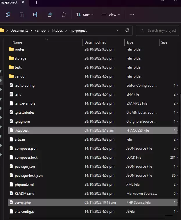 These files will tell XAMPP to locate your public folder and execute ... These files will tell XAMPP to locate your public folder and execute ...
