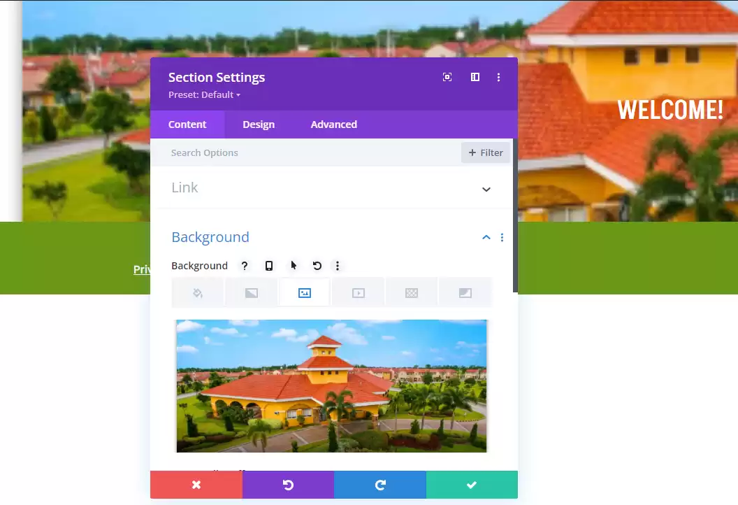 2. Select background gradient. (Second box from the left)