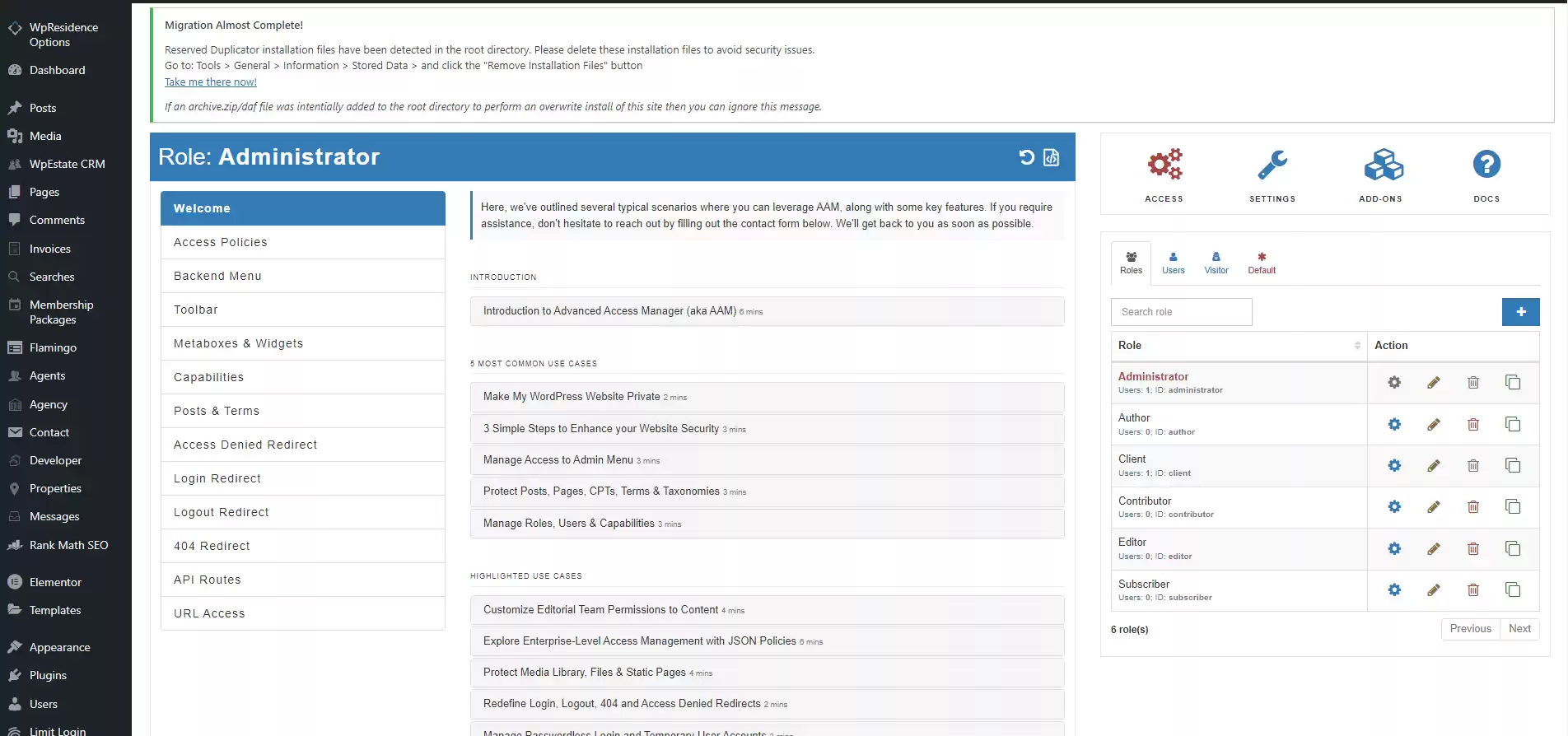 Step 1: Ensure Advanced Access Manage is installed and activated in your WordPress site.