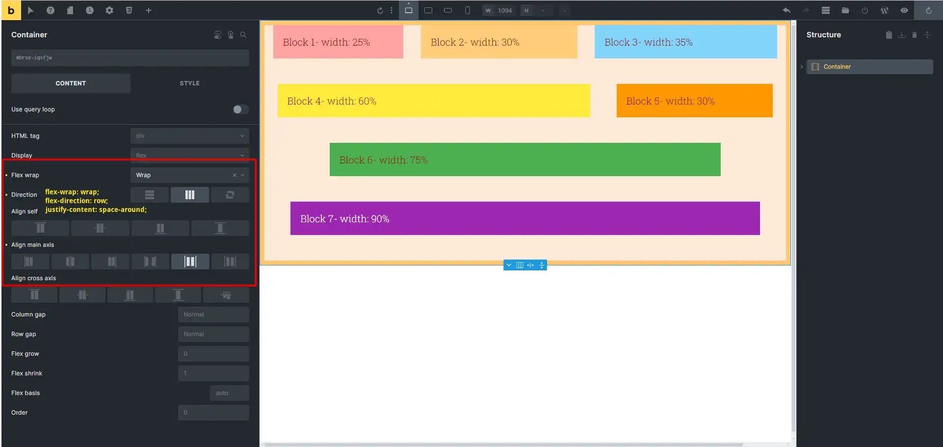 Align Main Axis: Control Bricks' `justify-content Property
